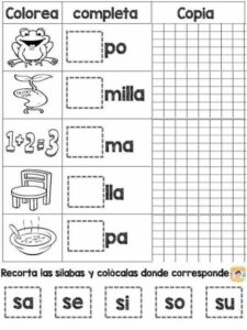 Actividades con las silabas sa se si so su - Los Materiales Educativos