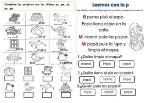 Actividades con las silabas pa pe pi po pu - Los Materiales Educativos